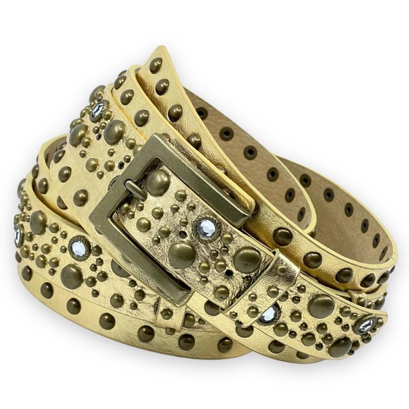 None | Accessories | New Gold Metallic Studded Rhinestones Italian ...